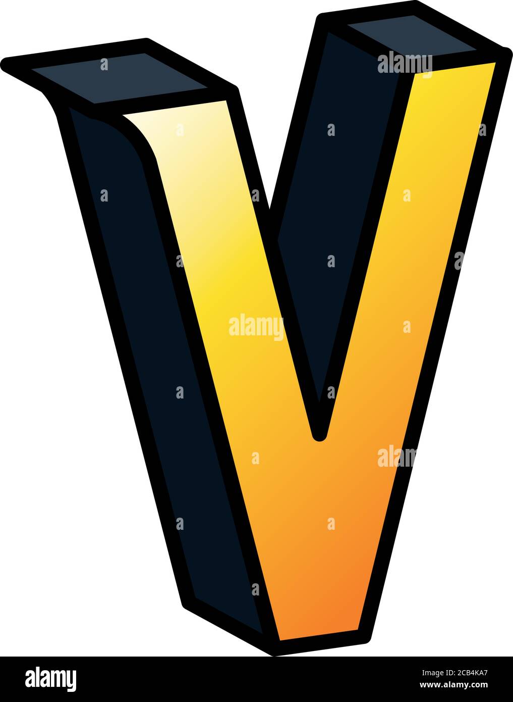3d v letter design, lettering typography retro and comic theme Vector ...