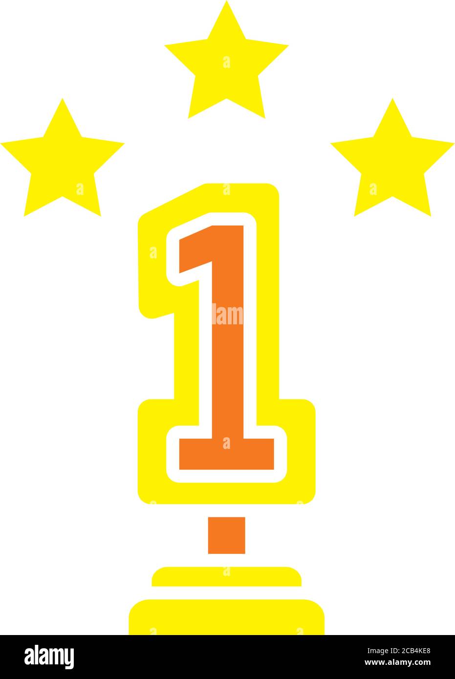 number one trophy with decorative stars icon over white background ...