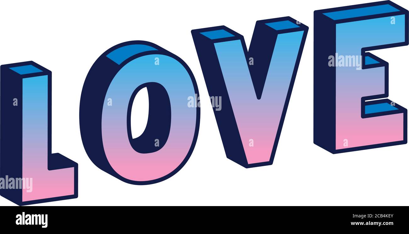 love lettering design, typography retro and comic theme Vector ...