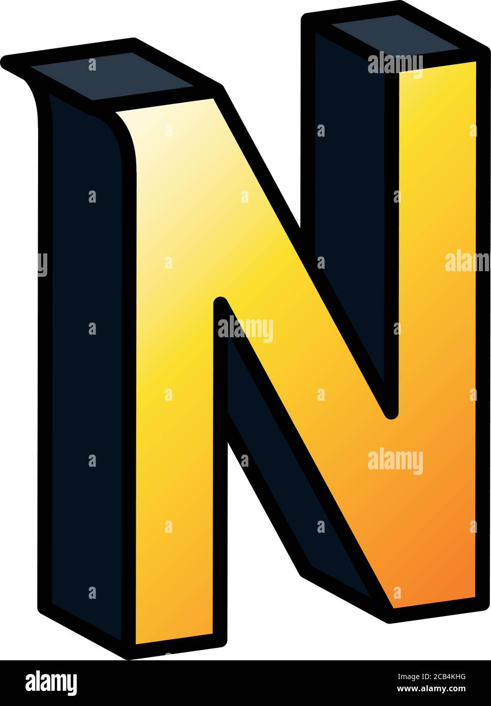 3d n letter design, lettering typography retro and comic theme Vector ...