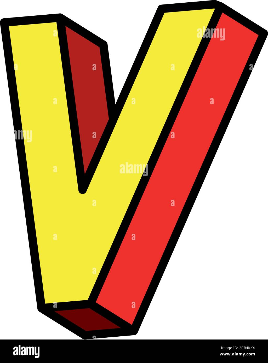 3d v letter design, lettering typography retro and comic theme Vector ...