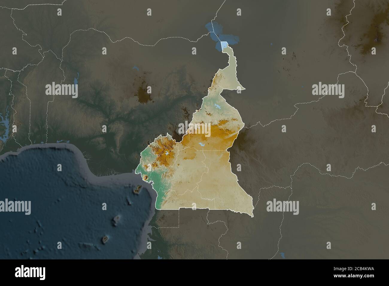 Shape of Cameroon separated by the desaturation of neighboring areas ...