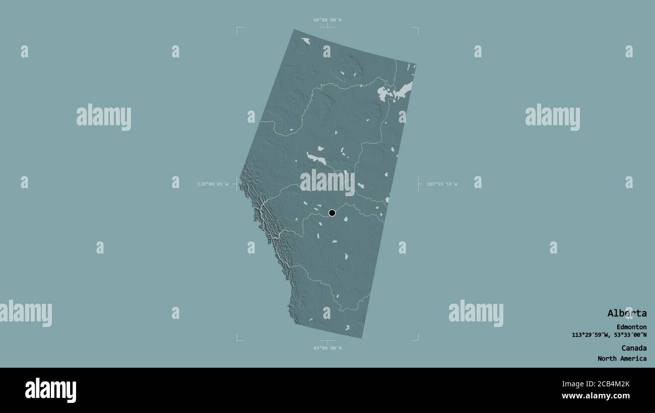 Area of Alberta, province of Canada, isolated on a solid background in ...