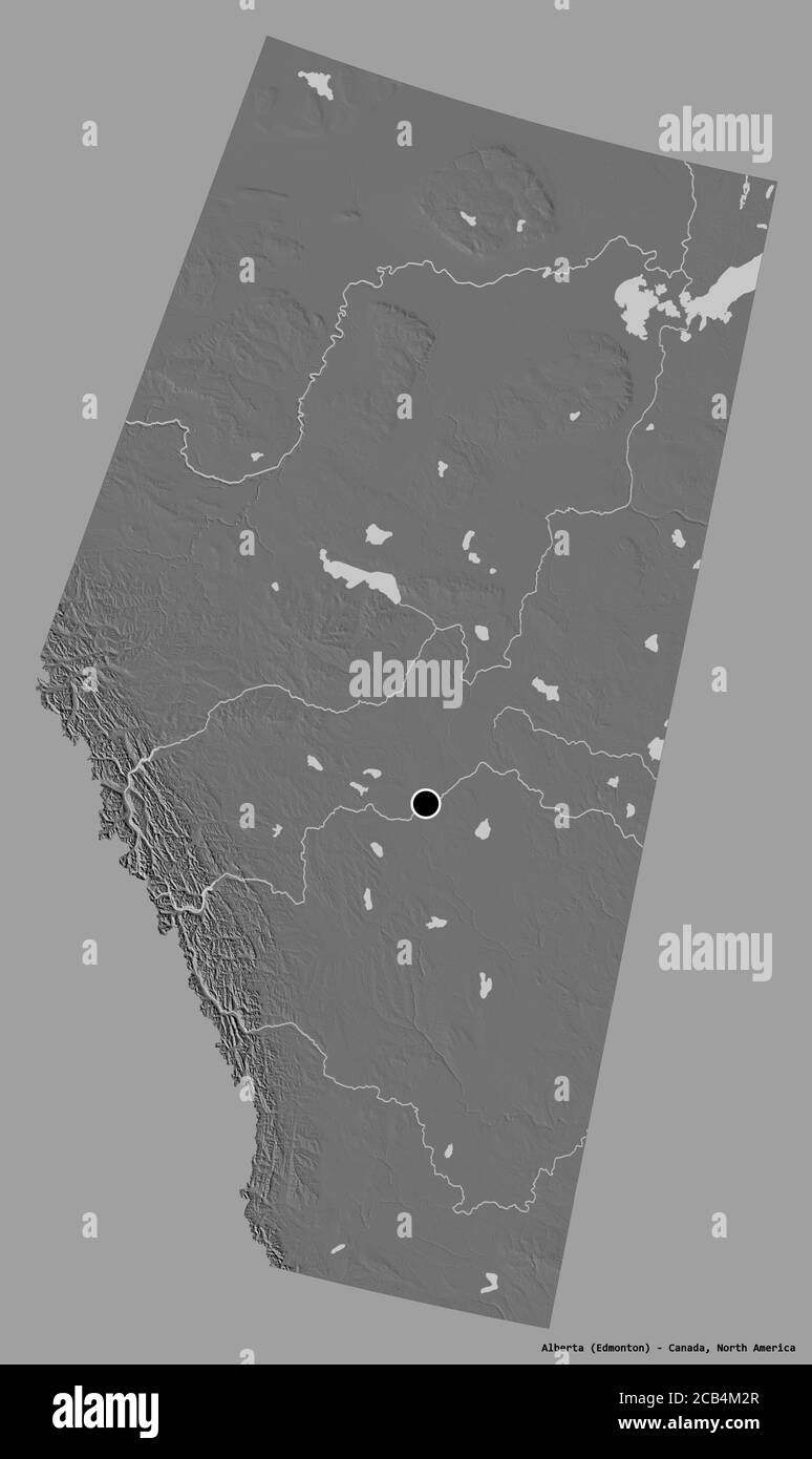 Shape of Alberta, province of Canada, with its capital isolated on a ...