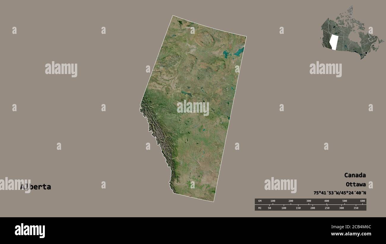 Shape of Alberta, province of Canada, with its capital isolated on ...