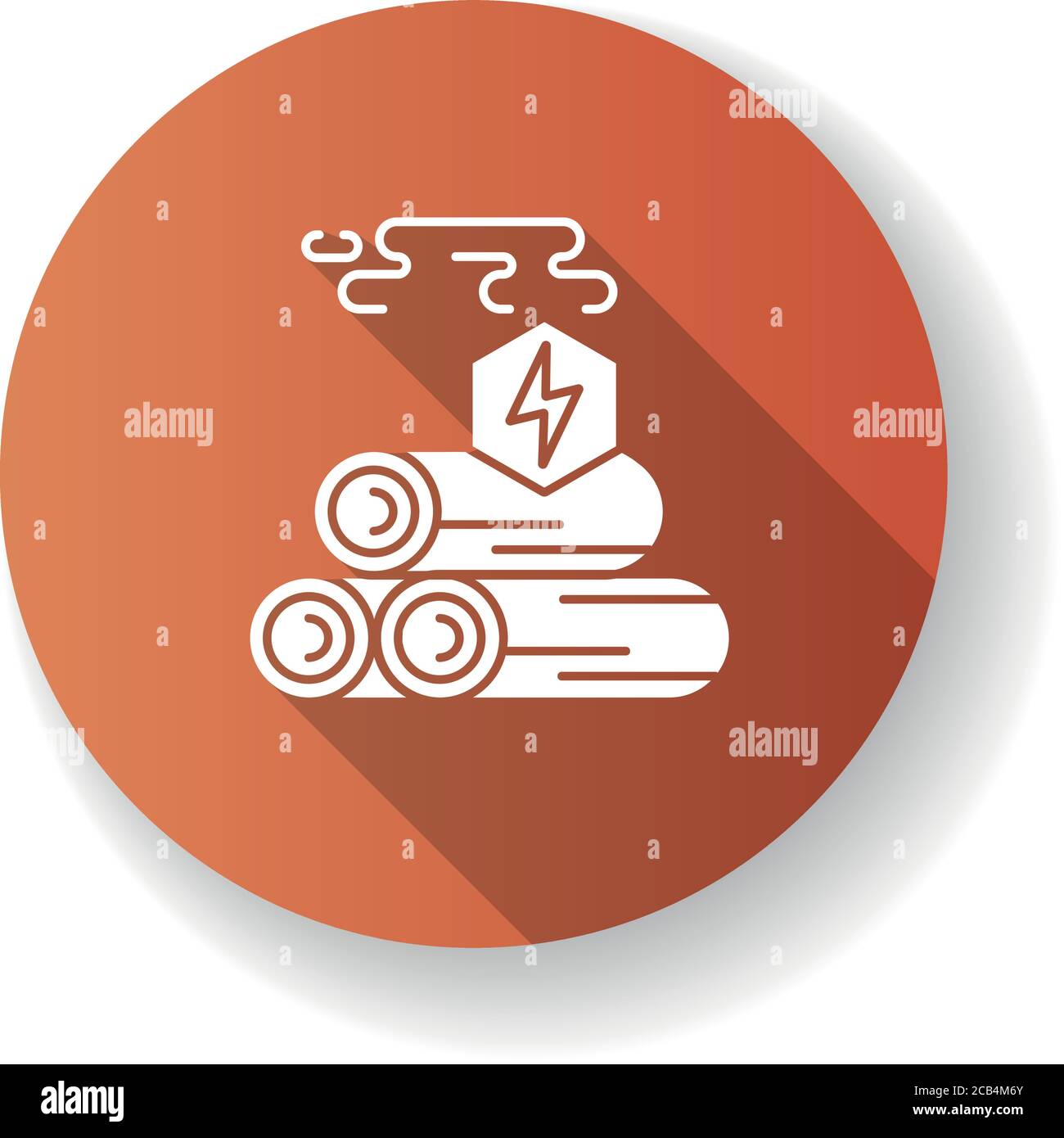 Wood energy brown flat design long shadow glyph icon. Power ...