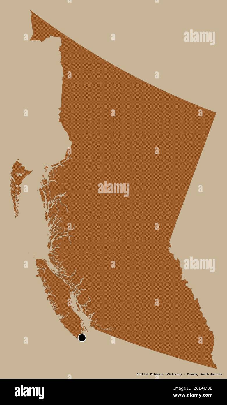 Shape of British Columbia, province of Canada, with its capital ...