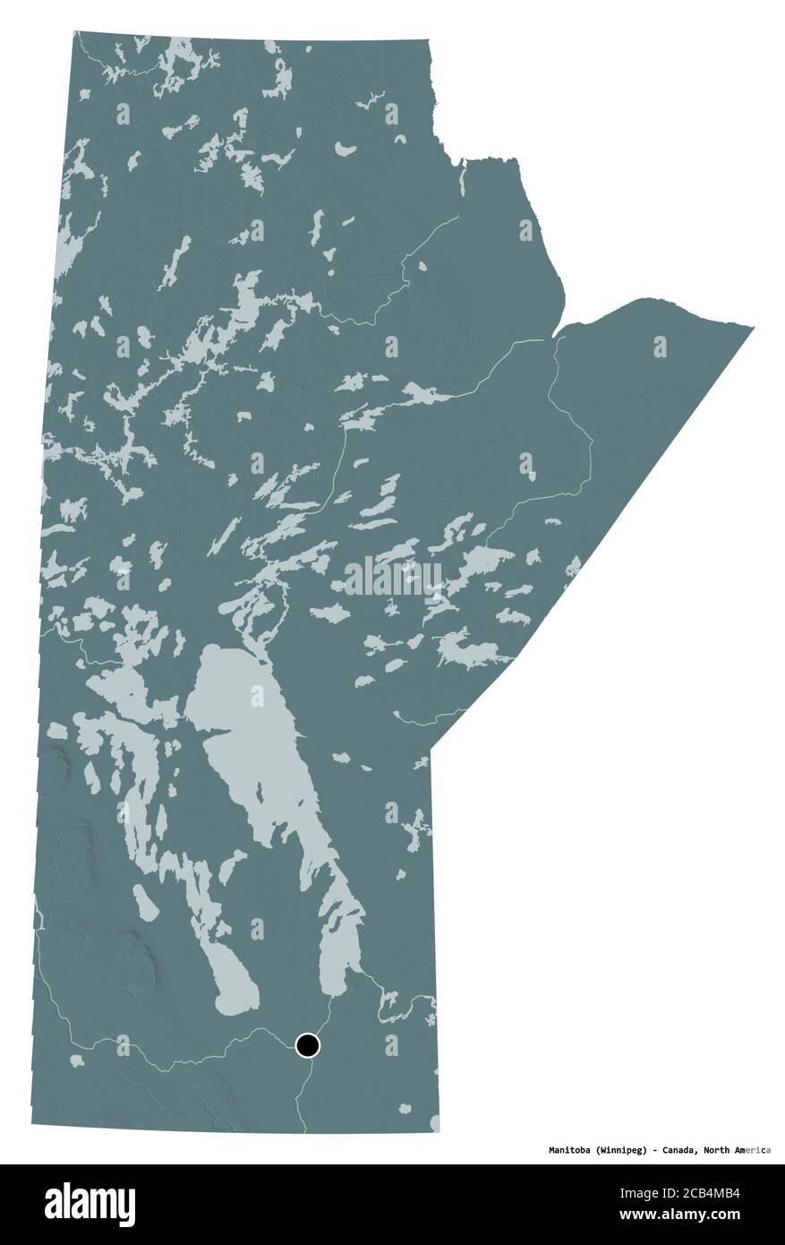 Shape of Manitoba, province of Canada, with its capital isolated on ...