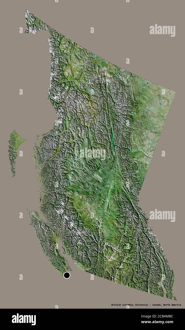 Shape of British Columbia, province of Canada, with its capital ...