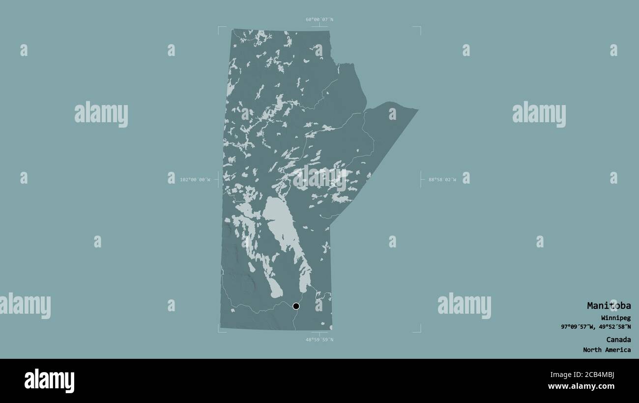 Area of Manitoba, province of Canada, isolated on a solid background in ...