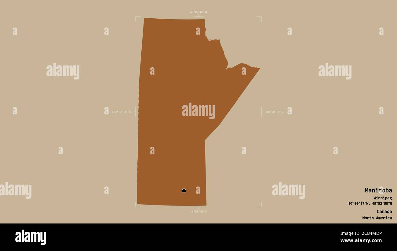 Area of Manitoba, province of Canada, isolated on a solid background in ...