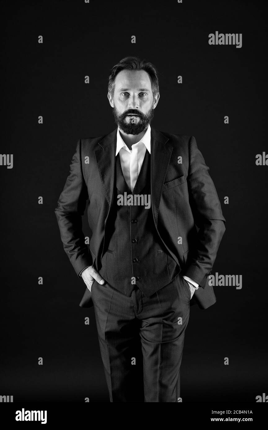 He knows his job. shadow business concept. confident and charismatic ...