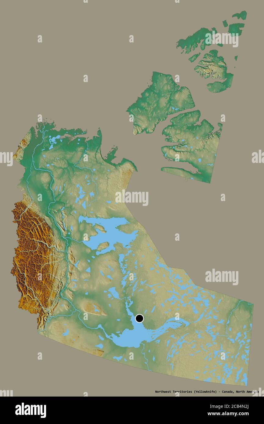 Shape of Northwest Territories, territory of Canada, with its capital ...