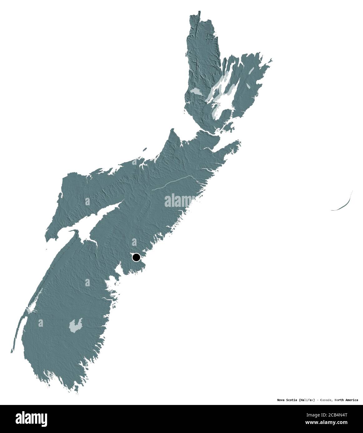 Shape of Nova Scotia, province of Canada, with its capital isolated on ...