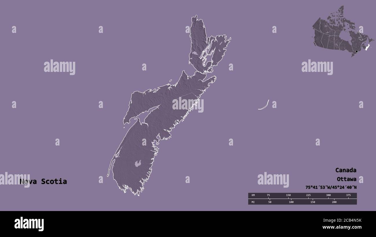 Shape of Nova Scotia, province of Canada, with its capital isolated on ...