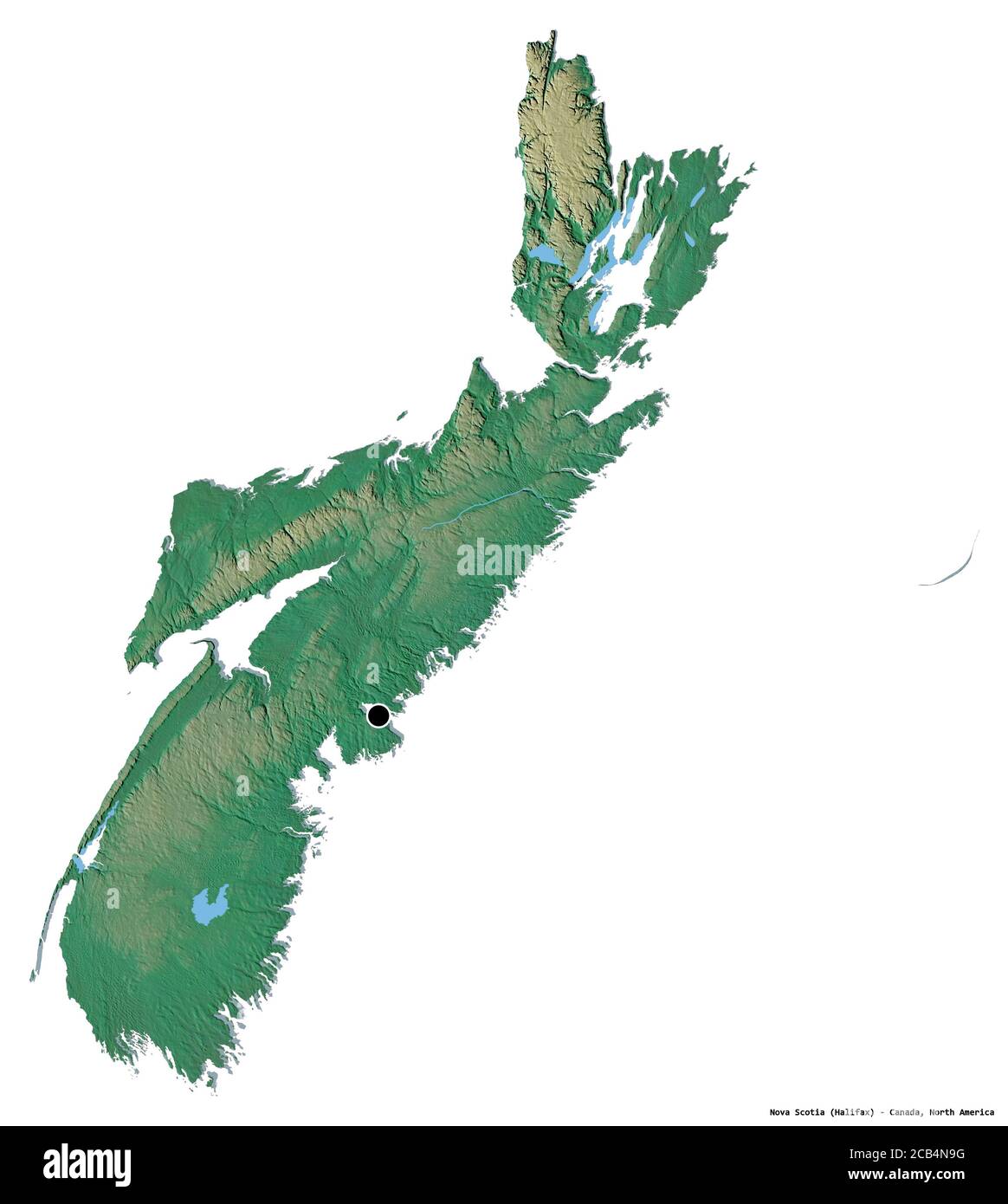 Shape of Nova Scotia, province of Canada, with its capital isolated on ...