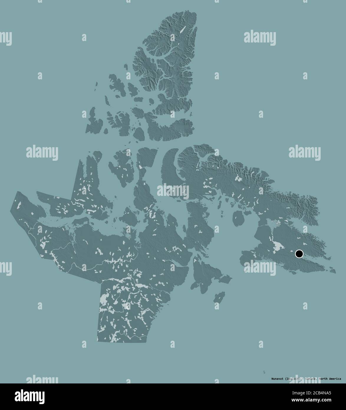 Shape of Nunavut, territory of Canada, with its capital isolated on a ...