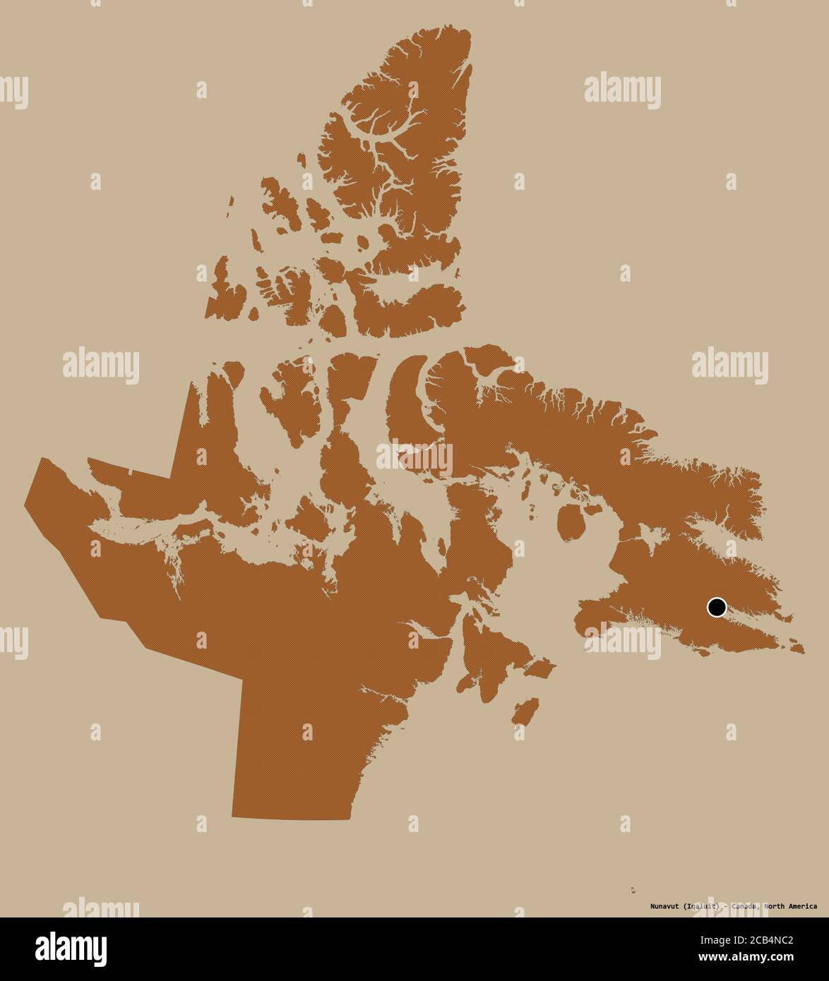 Shape of Nunavut, territory of Canada, with its capital isolated on a ...