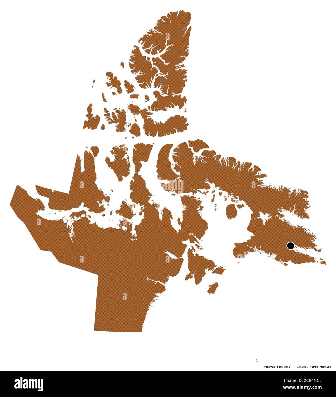 Shape of Nunavut, territory of Canada, with its capital isolated on ...