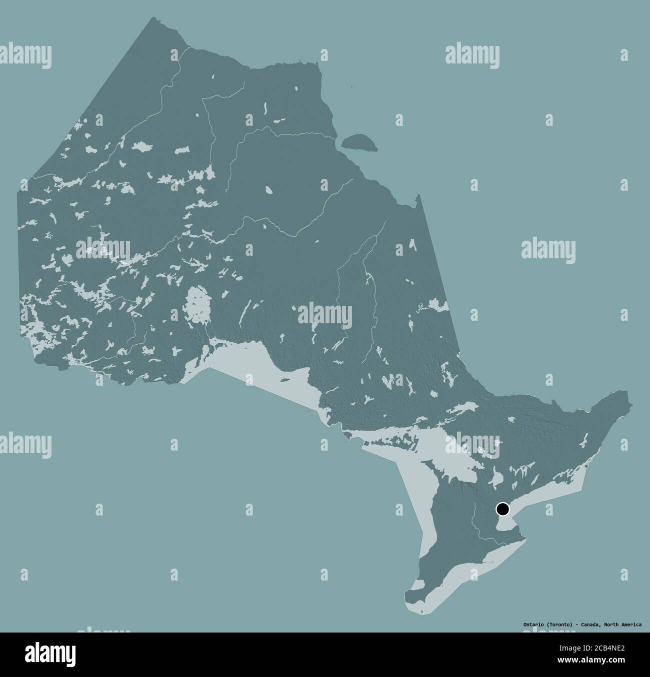 Shape of Ontario, province of Canada, with its capital isolated on a ...