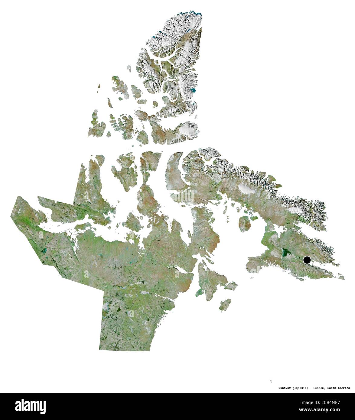 Shape of Nunavut, territory of Canada, with its capital isolated on ...