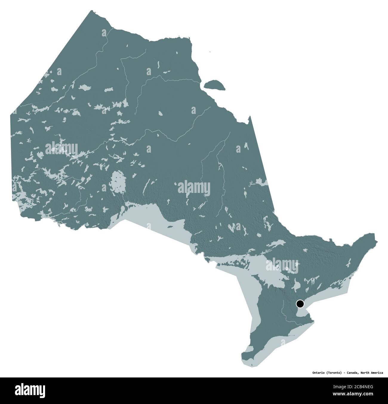 Shape of Ontario, province of Canada, with its capital isolated on ...