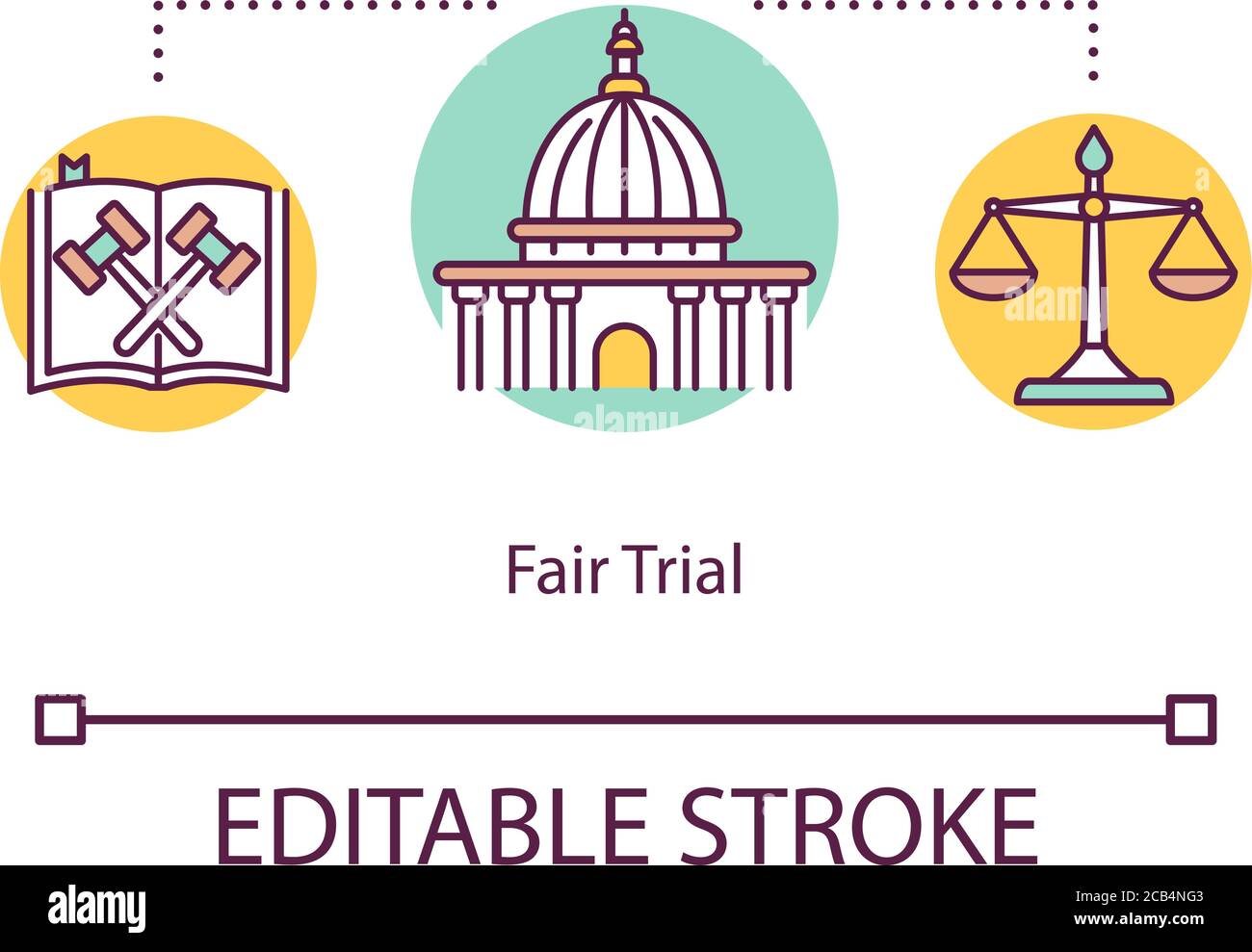 Fair trial concept icon. Right for the legal defense idea thin line illustration. Human rights ...