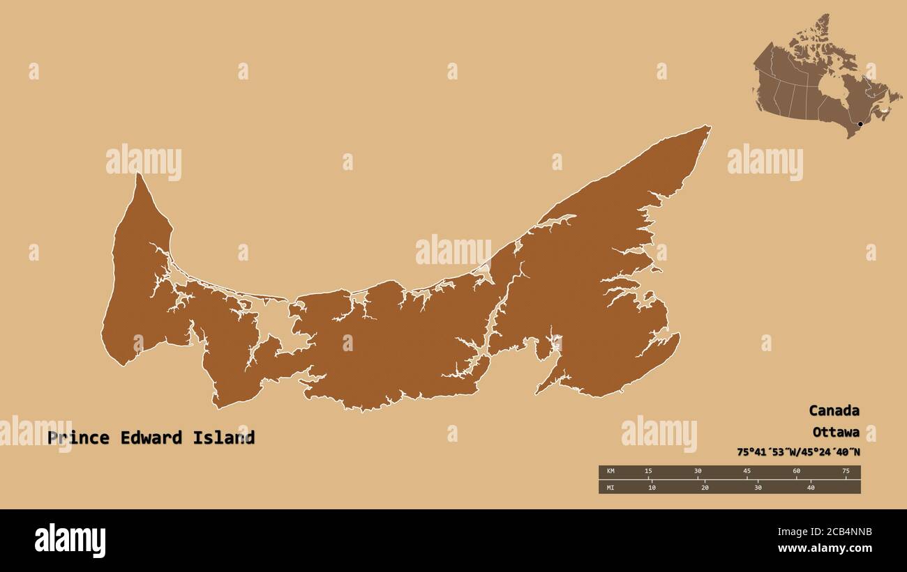 Shape of Prince Edward Island, province of Canada, with its capital ...