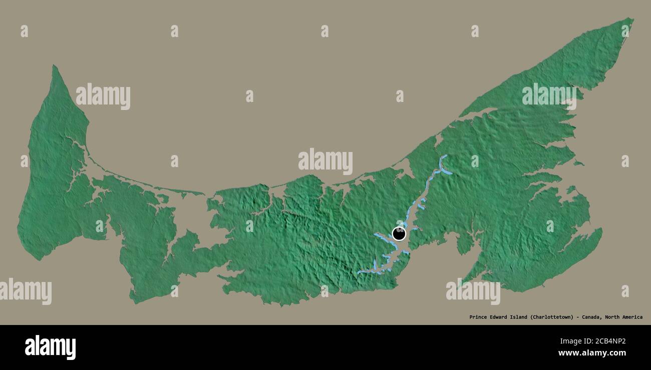 Shape of Prince Edward Island, province of Canada, with its capital ...