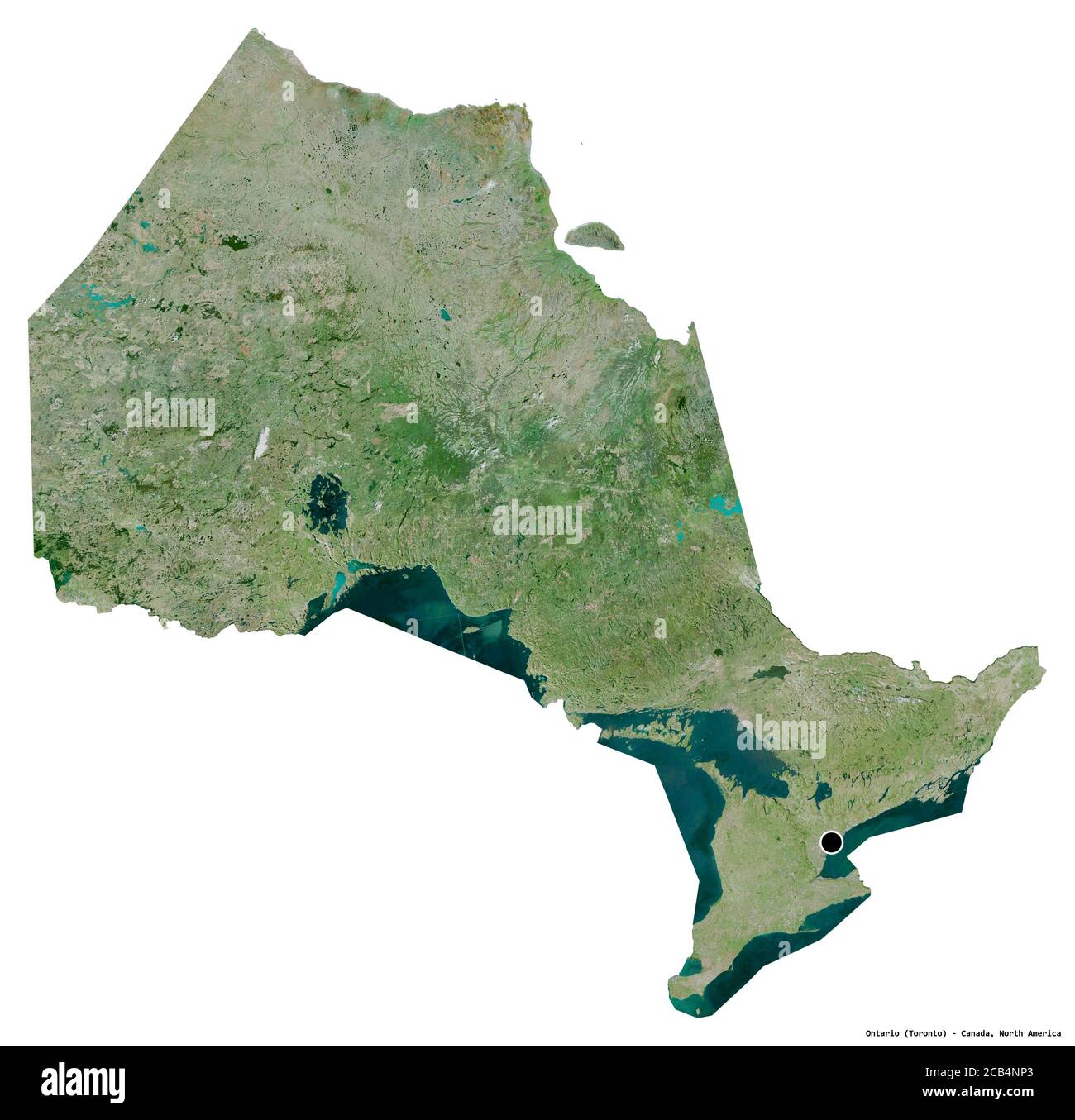 Shape of Ontario, province of Canada, with its capital isolated on ...