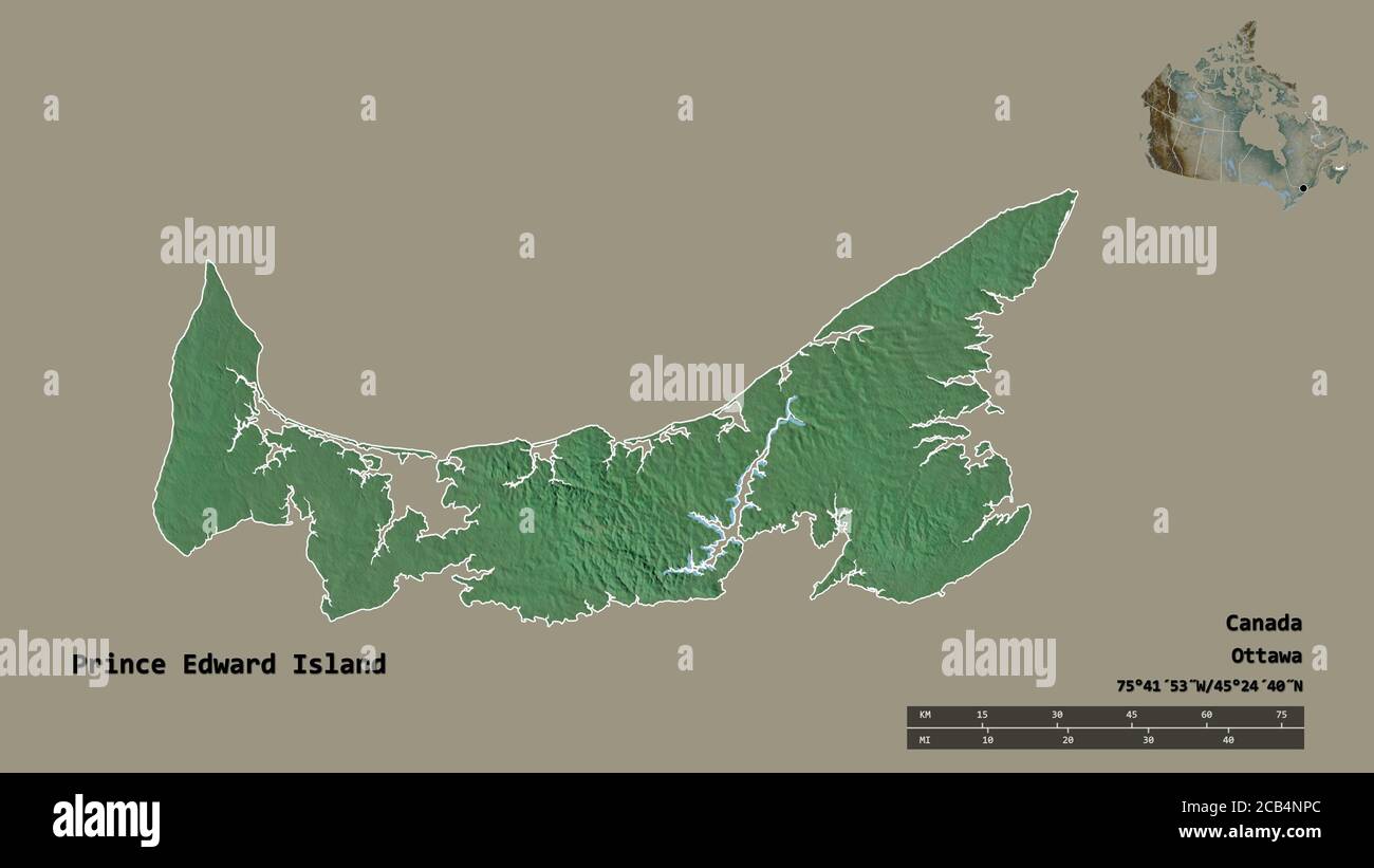 Shape of Prince Edward Island, province of Canada, with its capital ...