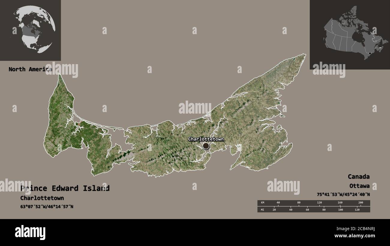 Shape of Prince Edward Island, province of Canada, and its capital ...