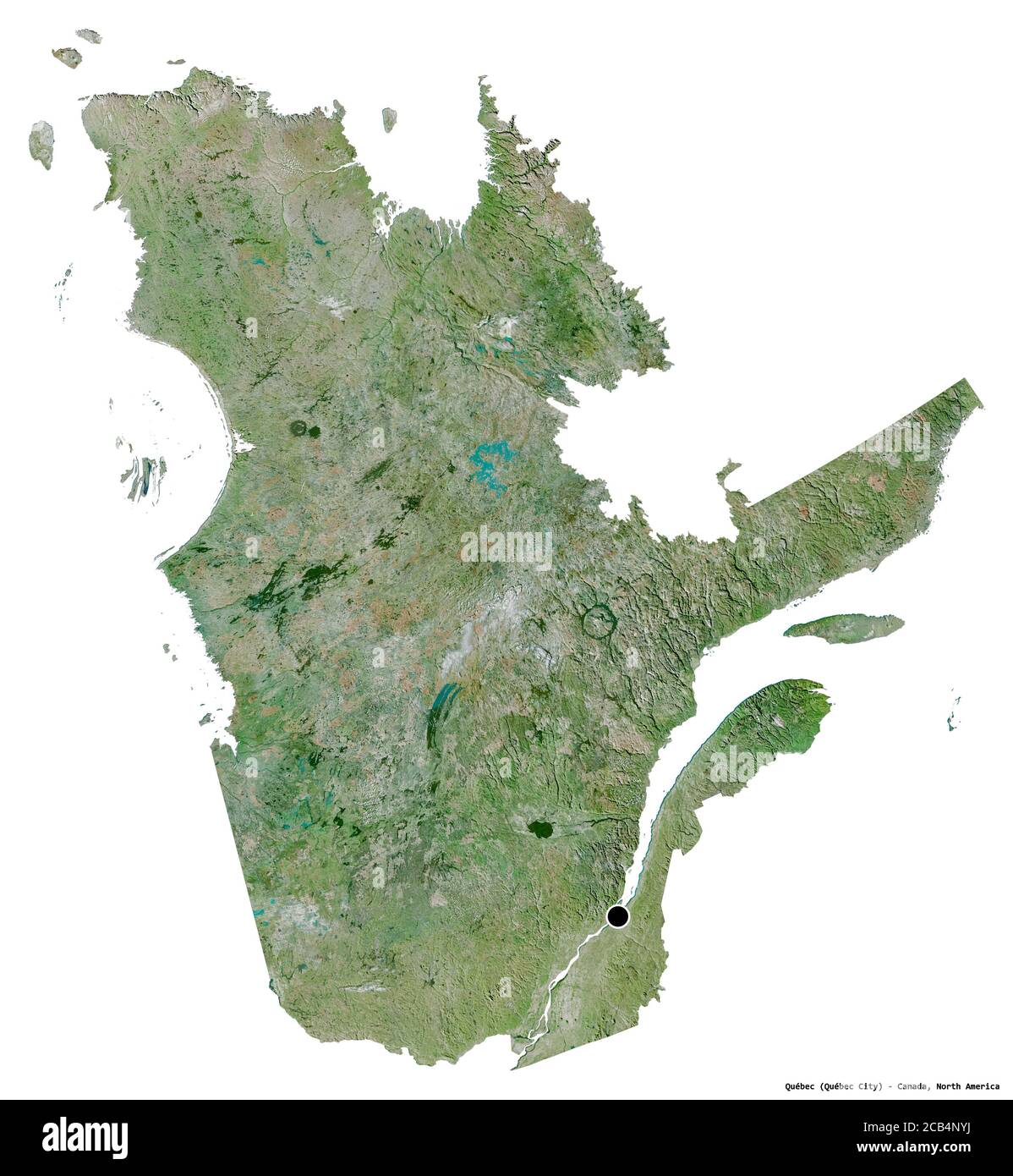 Shape of Québec, province of Canada, with its capital isolated on white ...