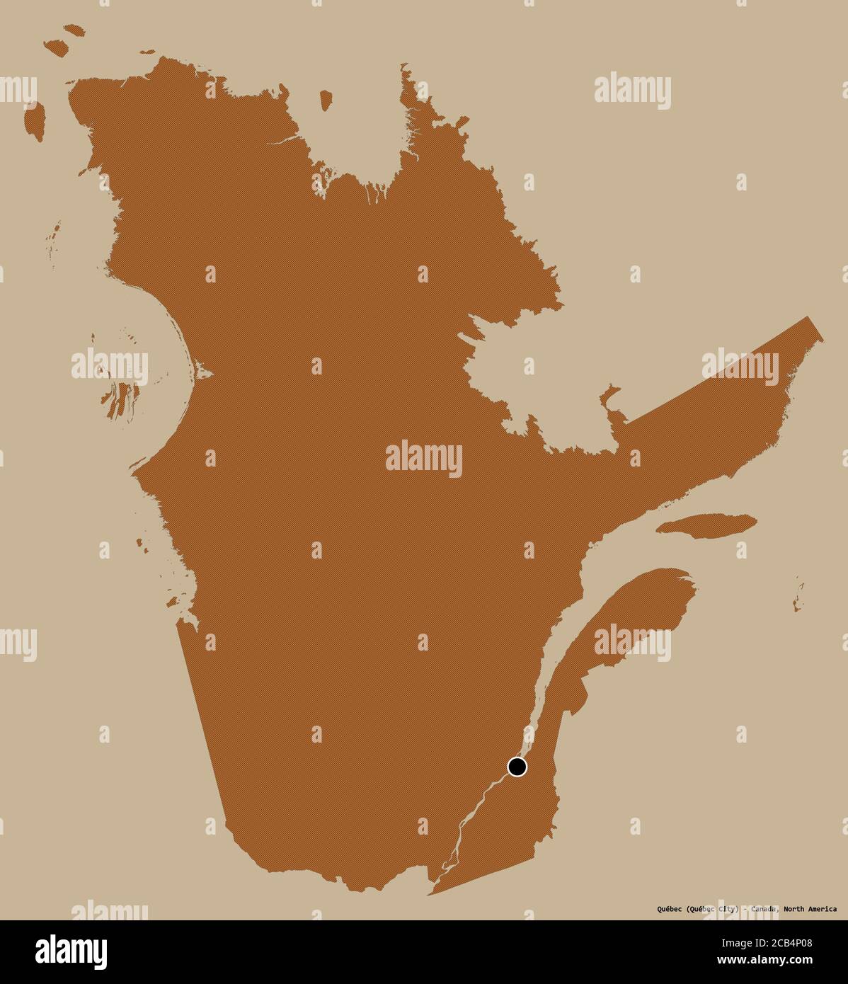 Shape of Québec, province of Canada, with its capital isolated on a ...