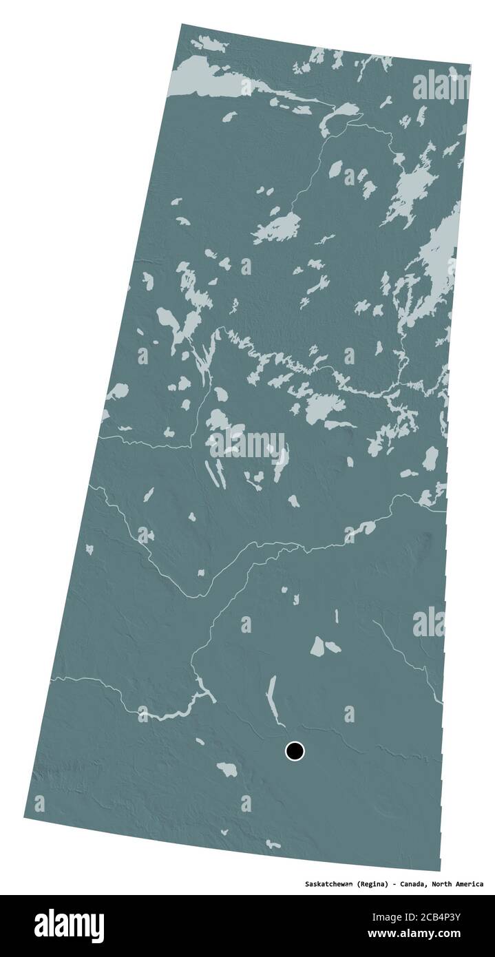 Shape of Saskatchewan, province of Canada, with its capital isolated on ...