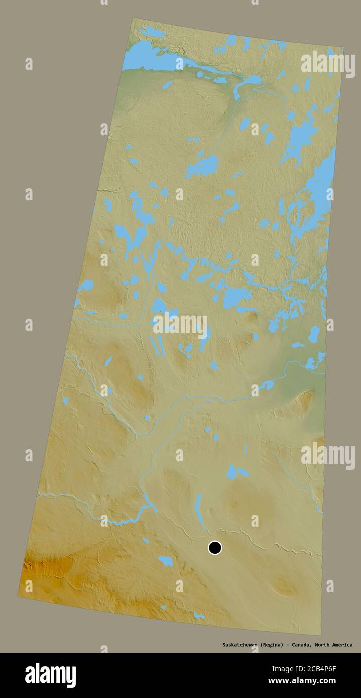Shape of Saskatchewan, province of Canada, with its capital isolated on ...
