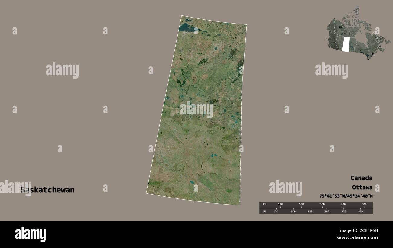 Shape of Saskatchewan, province of Canada, with its capital isolated on ...