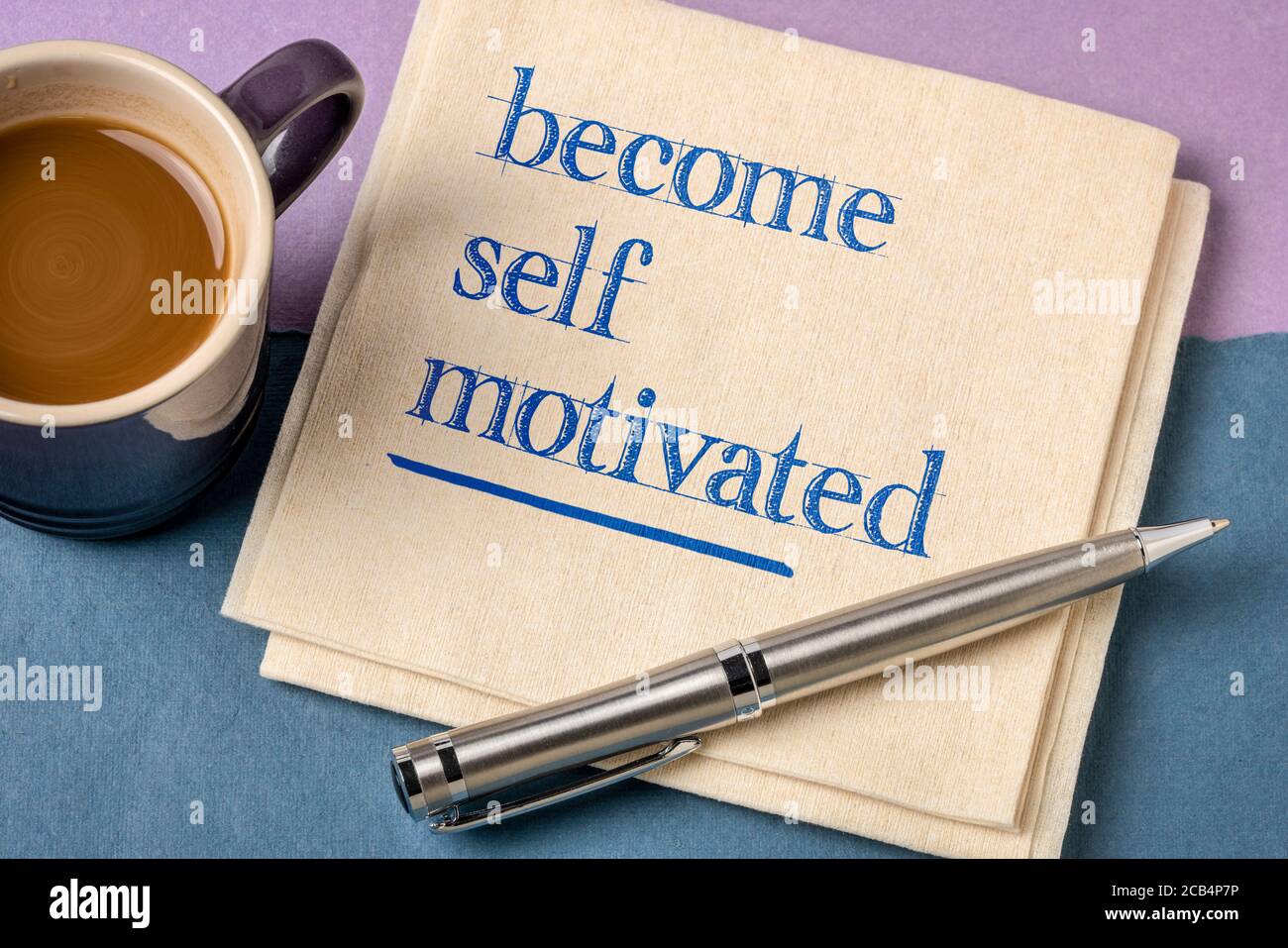 become self motivated inspirational note - handwriting on a napkin with ...