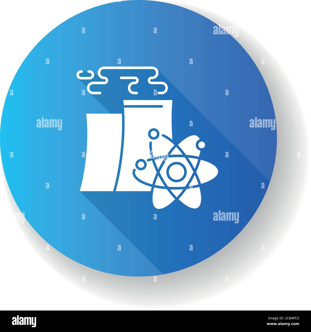 Nuclear industry blue flat design long shadow glyph icon. Atomic energy ...