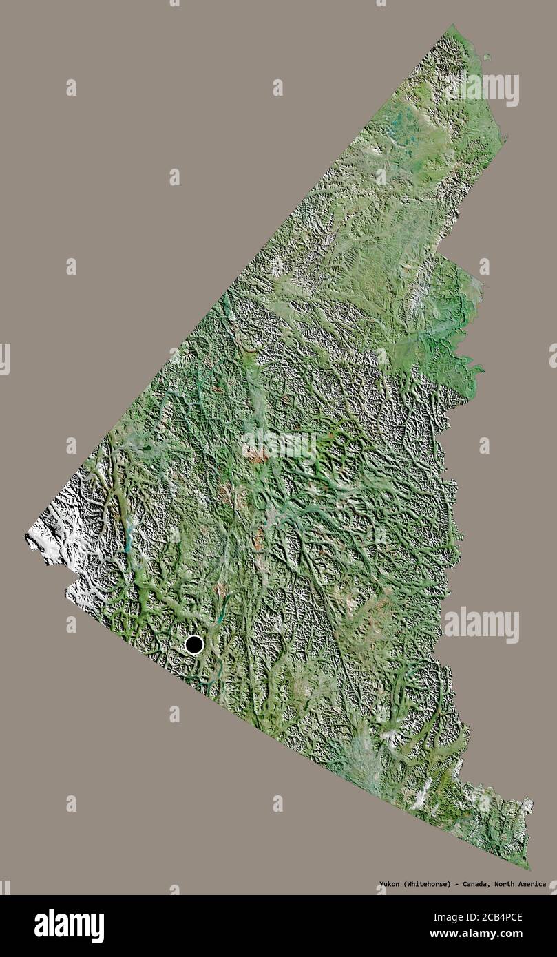 Shape of Yukon, territory of Canada, with its capital isolated on a ...