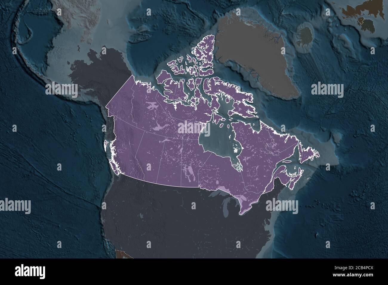 Shape of Canada separated by the desaturation of neighboring areas ...