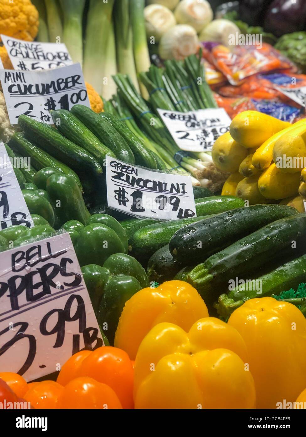 Assorted fresh colorful vegetables at a Farmer's Market Stock Photo - Alamy