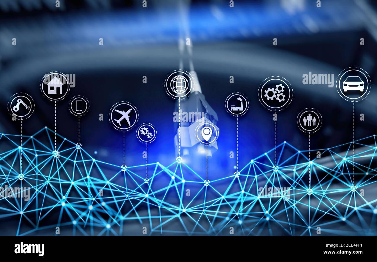IOT internet of things digital technology concept. Server room ...