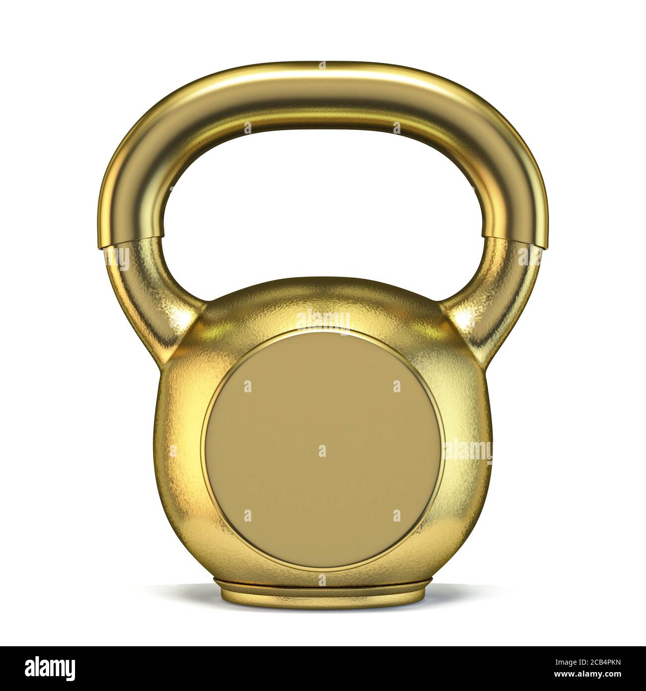 Golden kettle bell weight 3D rendering illustration isolated on white ...