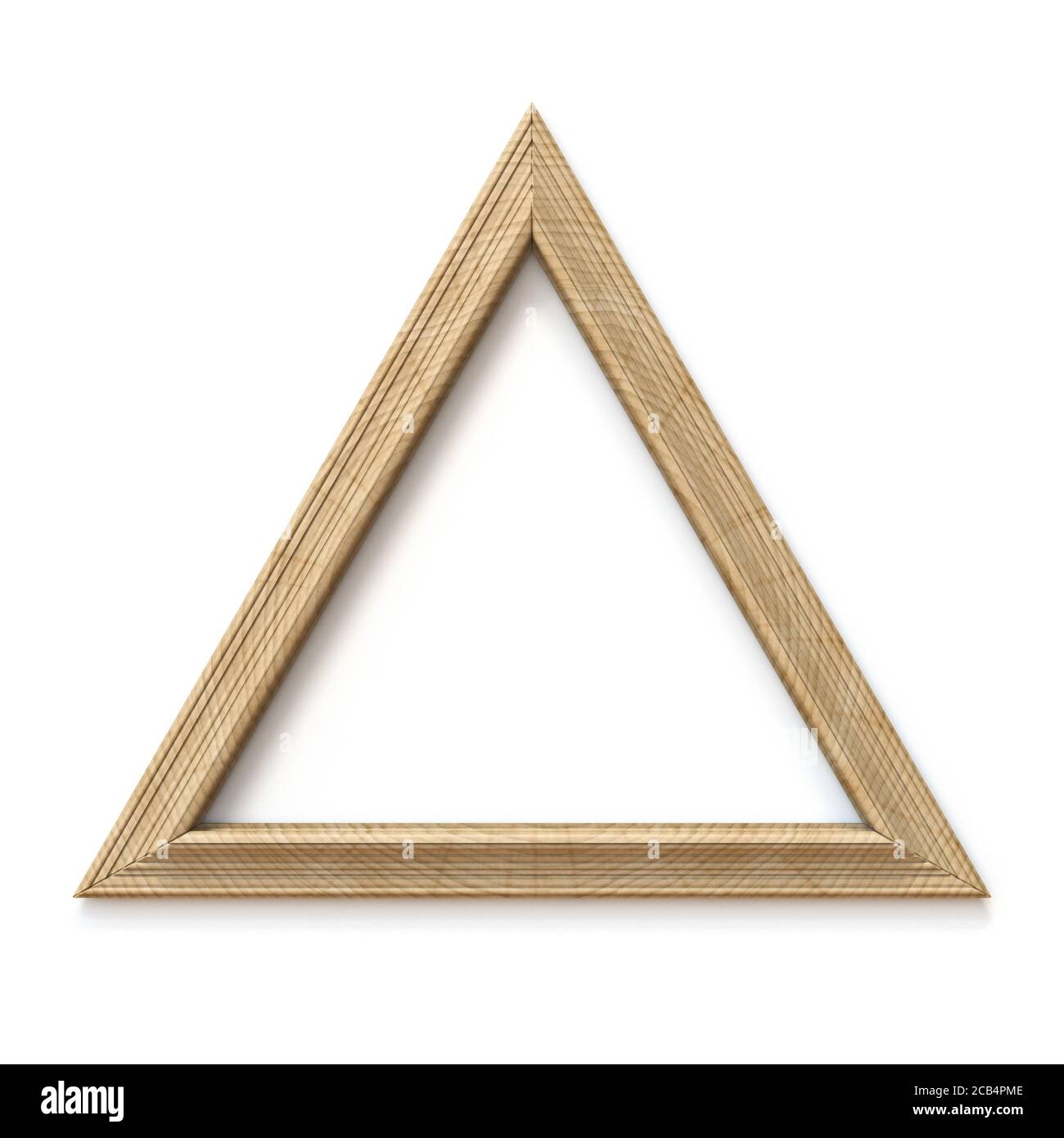 Wooden triangle shaped picture frame 3D rendering illustration isolated ...