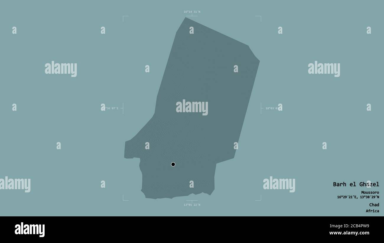 Area of Barh el Ghazel, region of Chad, isolated on a solid background ...