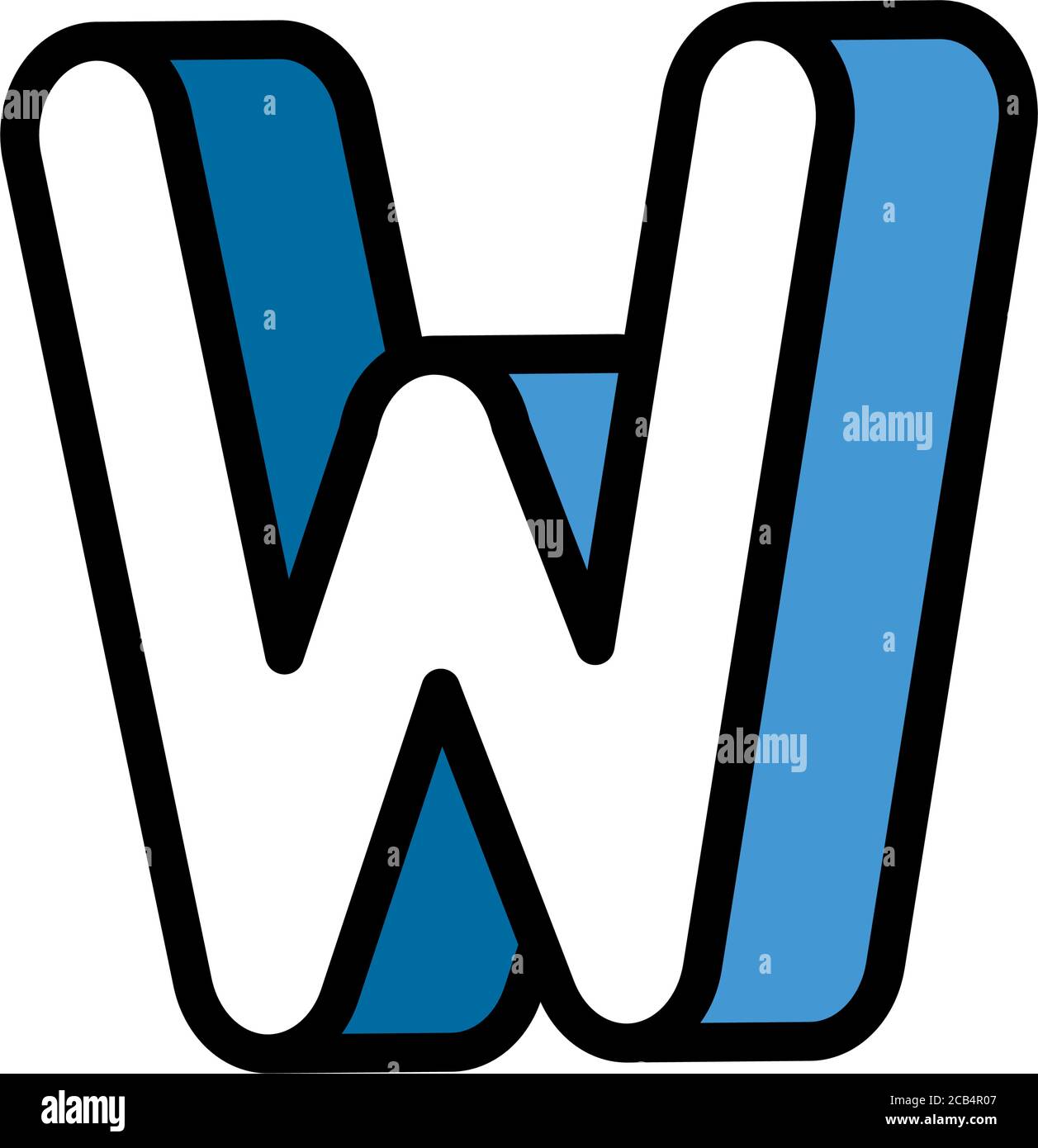 3d w letter design, lettering typography retro and comic theme Vector ...