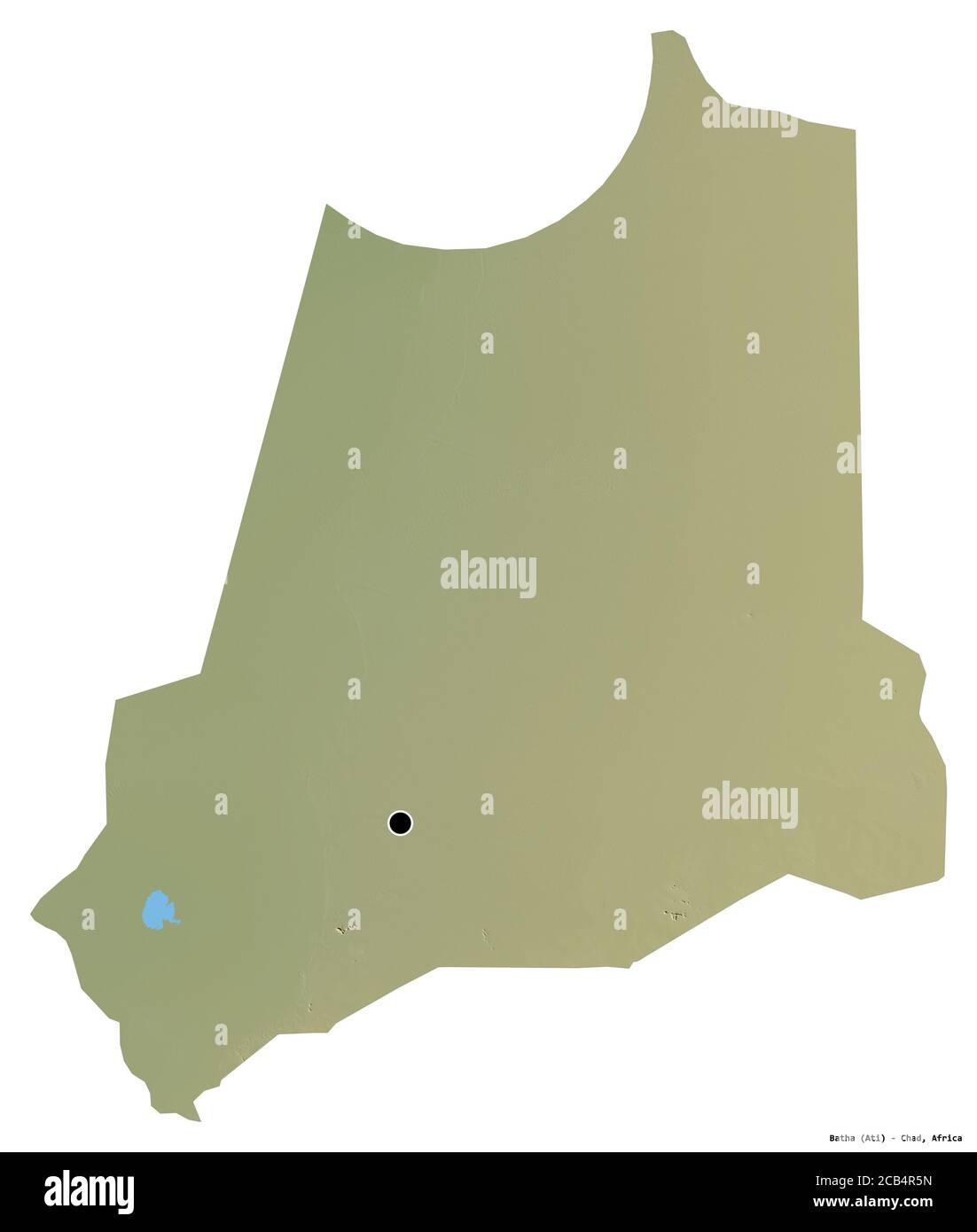 Shape of Batha, region of Chad, with its capital isolated on white ...