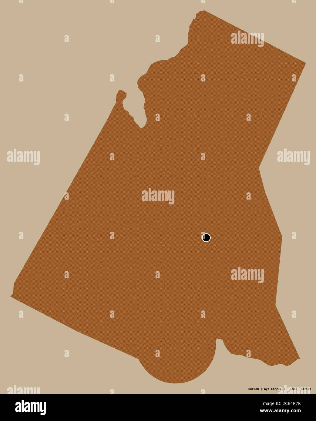 Shape of Borkou, region of Chad, with its capital isolated on a solid ...