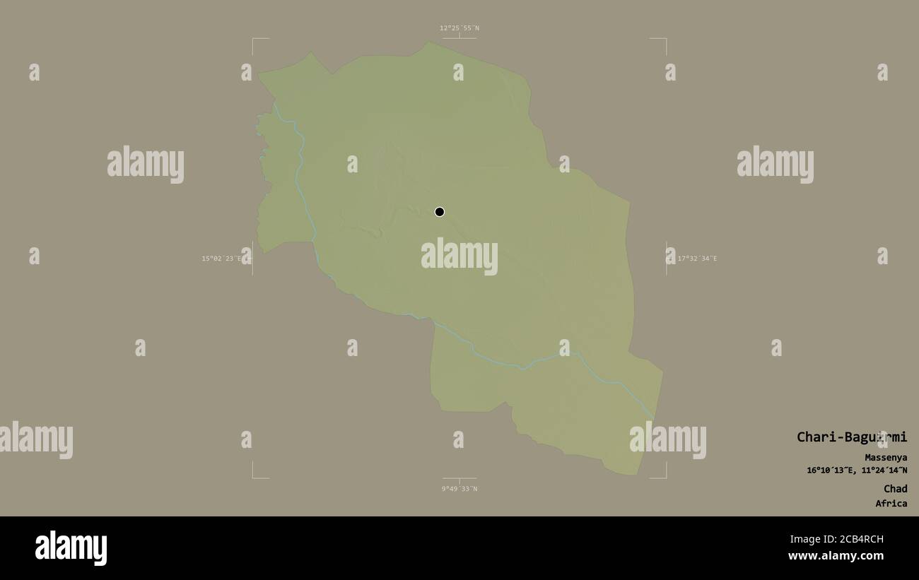 Area of Chari-Baguirmi, region of Chad, isolated on a solid background ...
